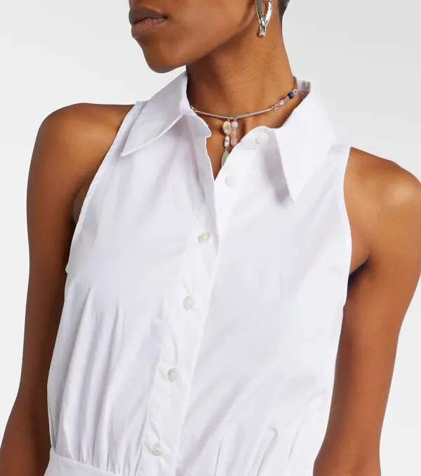 Staud Cotton Poplin Midi Dress - White