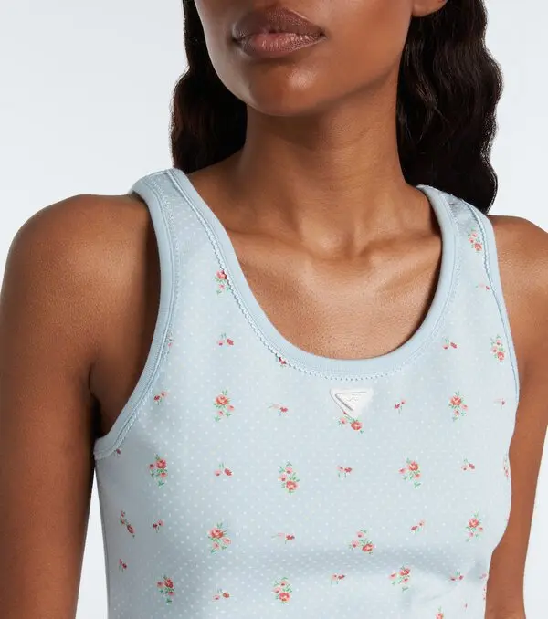 Prada Floral Cotton-blend Tank Top