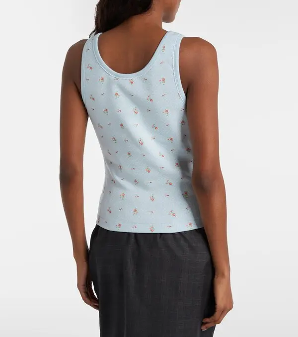 Prada Floral Cotton-blend Tank Top