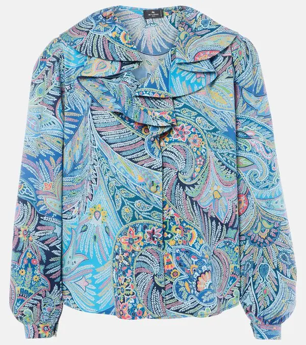 Etro Paisley Ruffled Cotton-blend Blouse