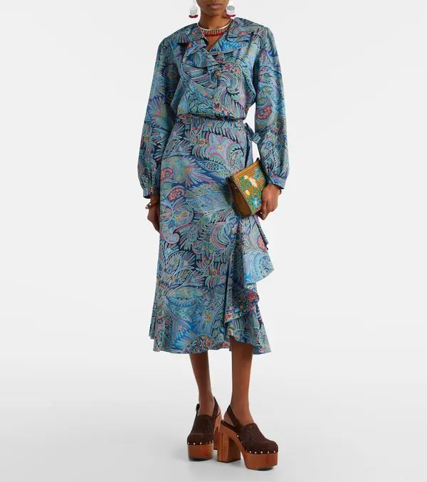 Etro Paisley Ruffled Cotton-blend Blouse