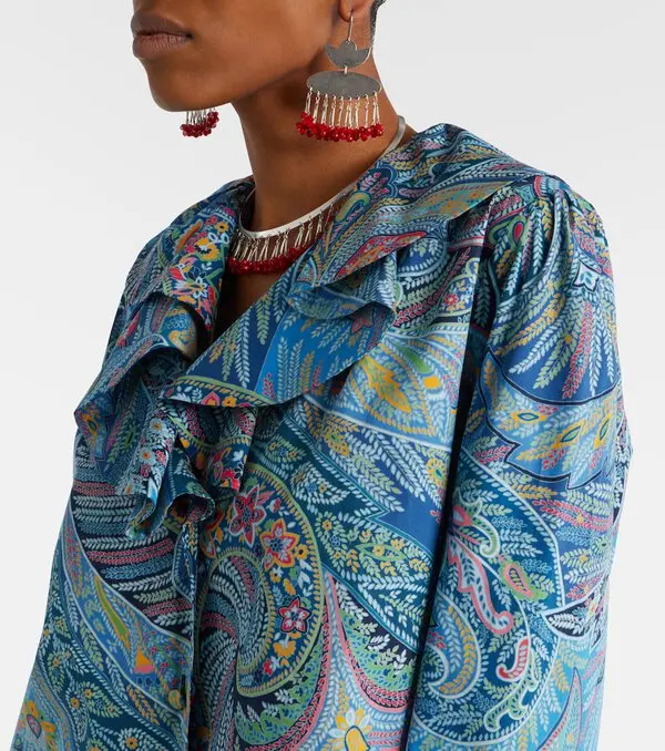 Etro Paisley Ruffled Cotton-blend Blouse