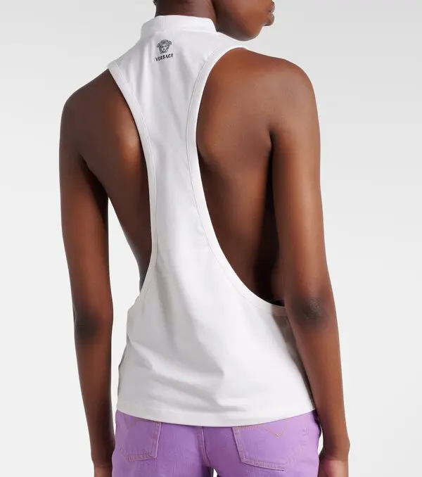Versace Cotton-blend Jersey Tank Top - White
