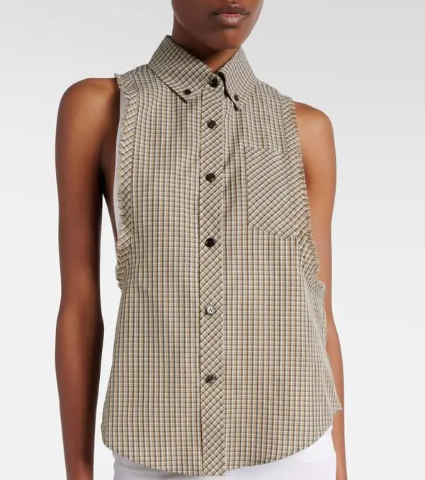 Versace Checked Cotton Shirt - Beige