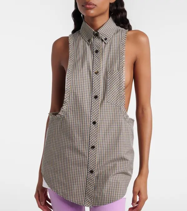Versace Checked Cotton Shirt - Blue