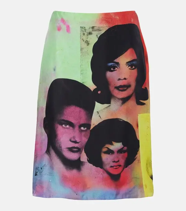 Versace Printed Silk Twill Midi Skirt - Multicoloured