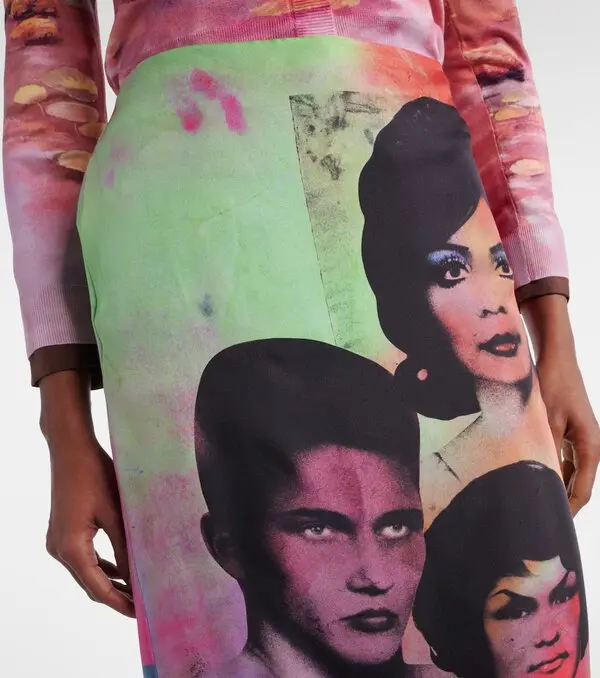 Versace Printed Silk Twill Midi Skirt - Multicoloured