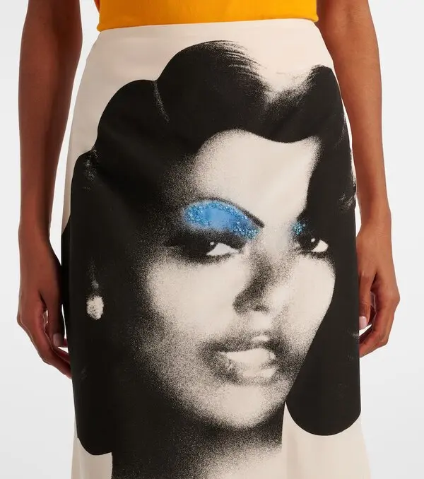 Versace Printed Silk Poplin Midi Skirt - Multicoloured