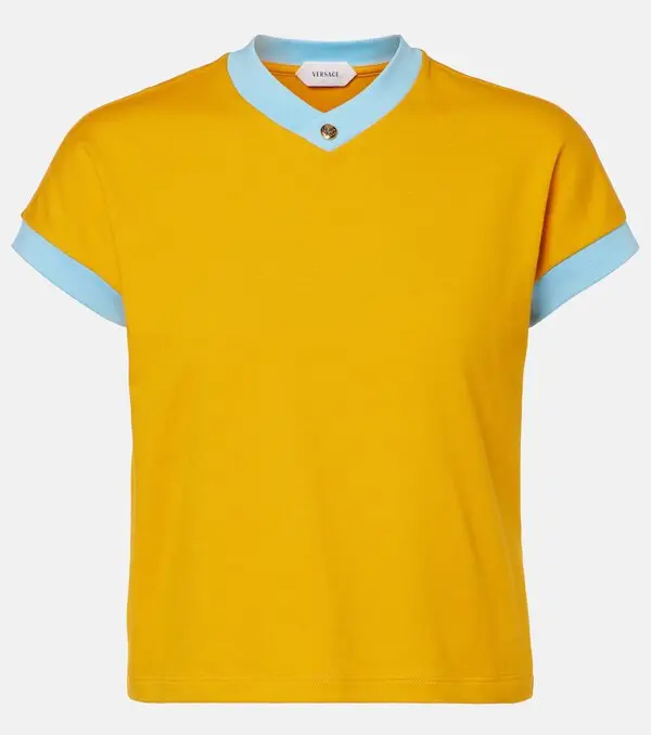 Versace Medusa Cotton-blend Jersey T-shirt - Orange