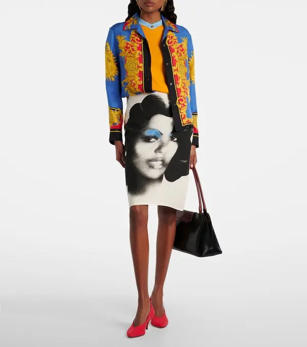 Versace Medusa Cotton-blend Jersey T-shirt - Orange