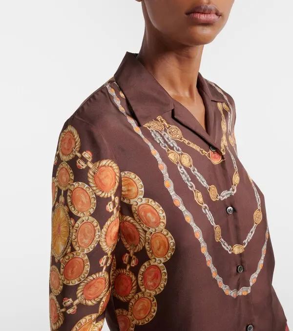 Versace Printed Cropped Silk Twill Shirt