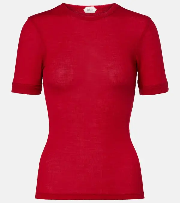 Versace Medusa Virgin Wool T-shirt - Red