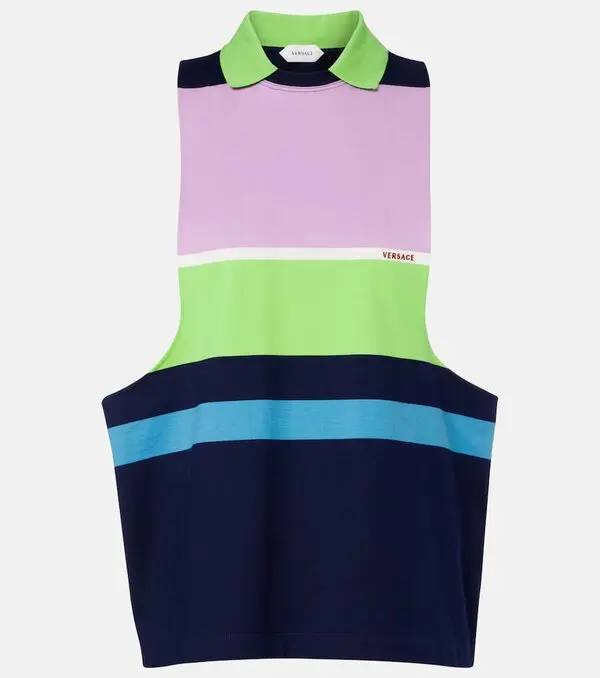 Versace Striped Cotton Jersey Tank Top - Multicoloured