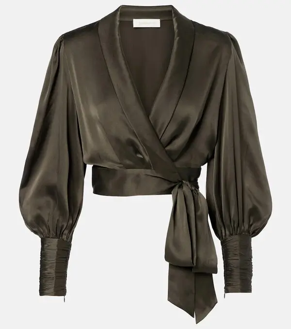 Zimmermann Silk Wrap Top - Green