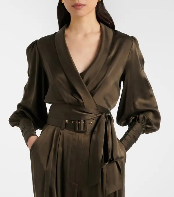 Zimmermann Silk Wrap Top - Green
