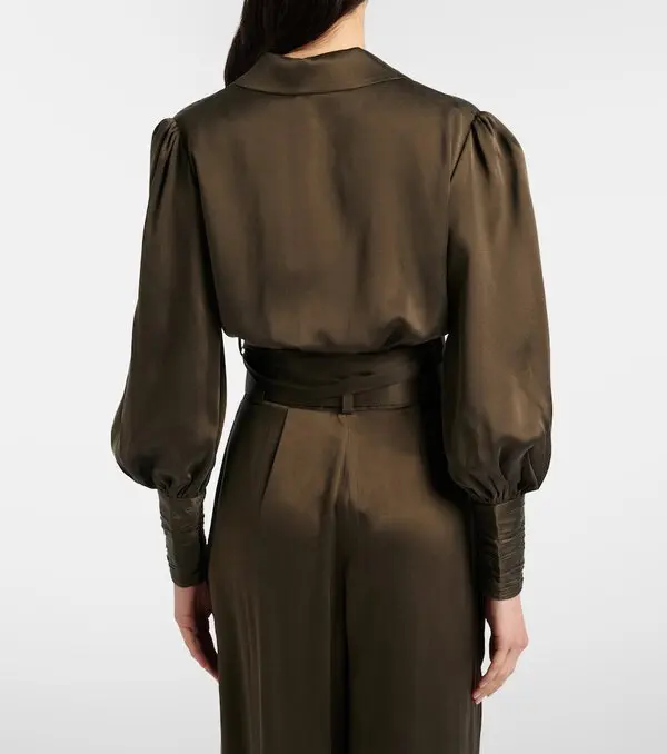 Zimmermann Silk Wrap Top - Green