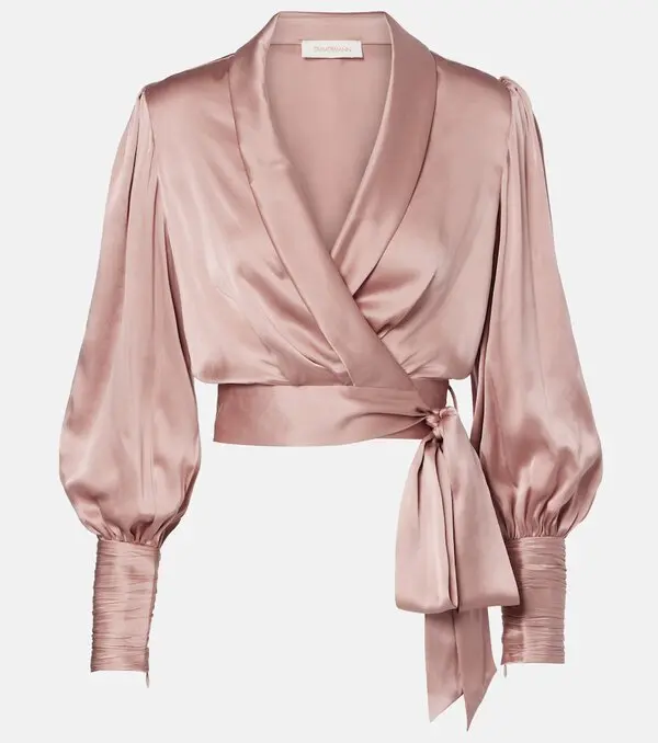 Zimmermann Silk Wrap Top - Pink