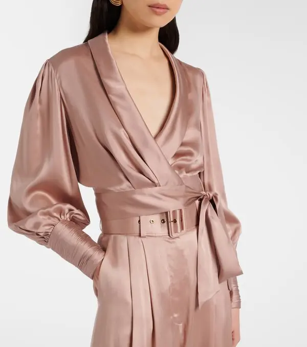 Zimmermann Silk Wrap Top - Pink