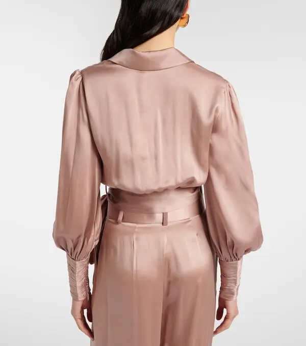 Zimmermann Silk Wrap Top - Pink