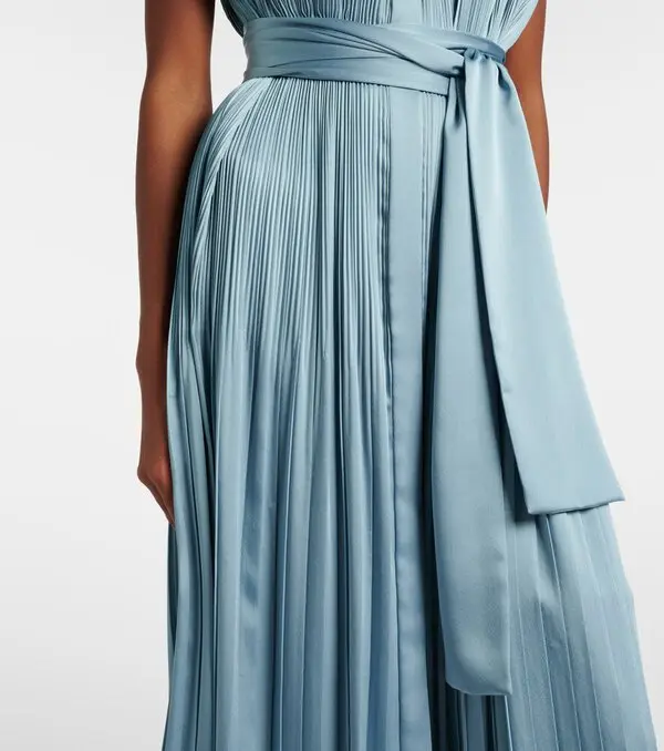 JOSEPH Phare Plissé Satin Midi Dress - Blue