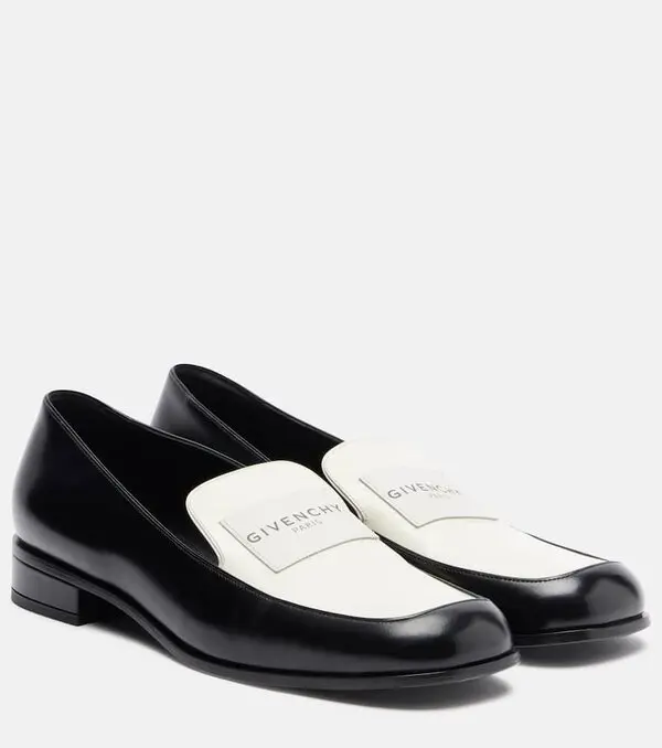 Givenchy Label Leather Loafers - Black
