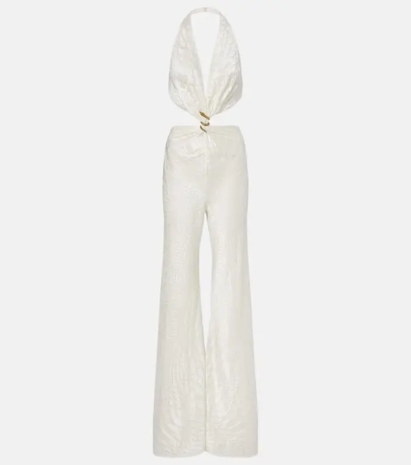Roberto Cavalli Embellished Halterneck Jumpsuit - White