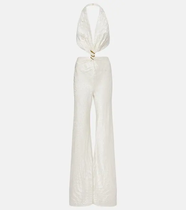 Roberto Cavalli Embellished Halterneck Jumpsuit - White