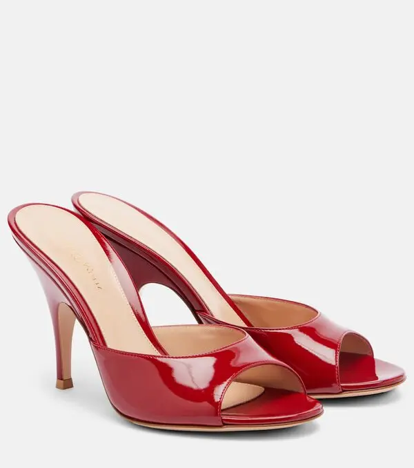 GIANVITO ROSSI Patent Leather Mules - Red