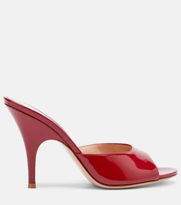 GIANVITO ROSSI Sofia Patent Leather Mules - Red
