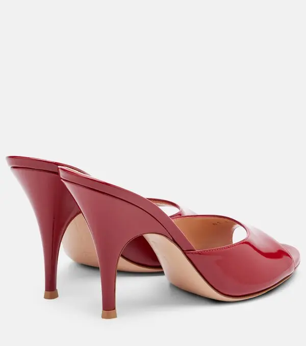 GIANVITO ROSSI Sofia Patent Leather Mules - Red