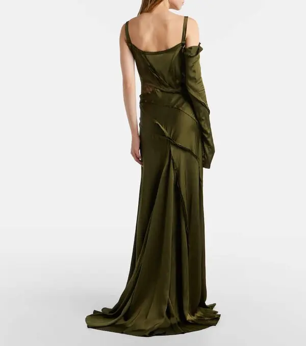 Blumarine Asymmetric Lace-Trimmed Gown - Green - 30% Off | Editorialist
