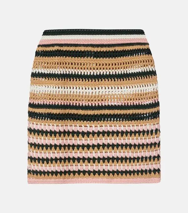 The Upside Crochet Cotton Miniskirt - Multicoloured