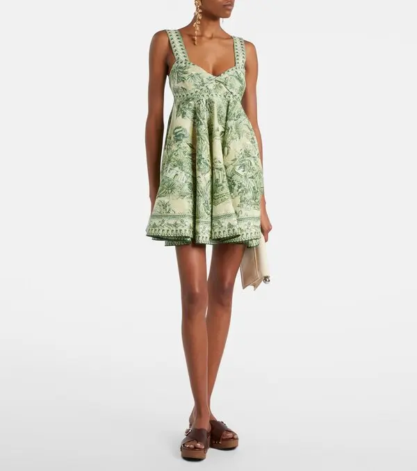 ALEMAIS Sara Printed Linen Minidress