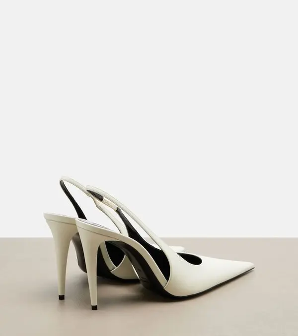 Saint Laurent Guermantes Patent Leather Slingback Pumps - White