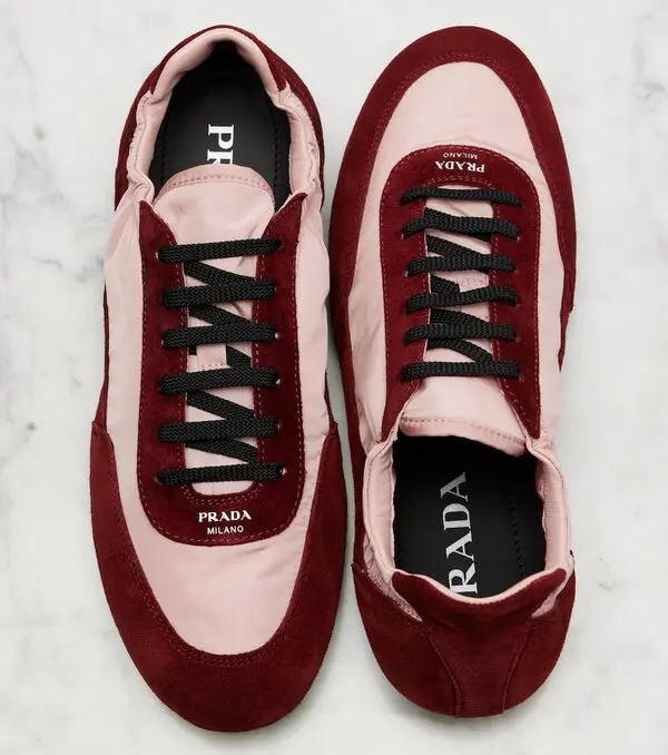 Prada Collapse Re-nylon And Suede Sneakers