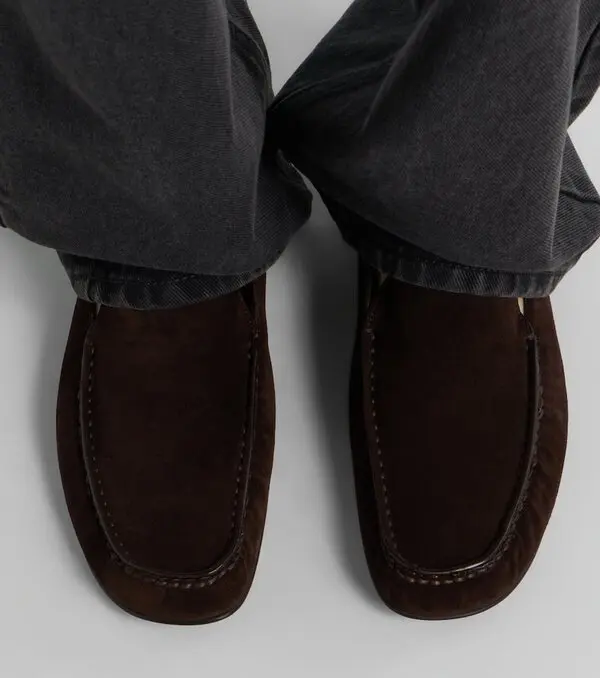THE ROW Leo Suede Loafers - Brown