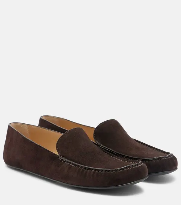 THE ROW Leo Suede Loafers - Brown