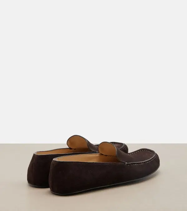 THE ROW Leo Suede Loafers - Brown