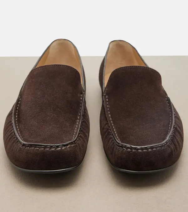 THE ROW Leo Suede Loafers - Brown