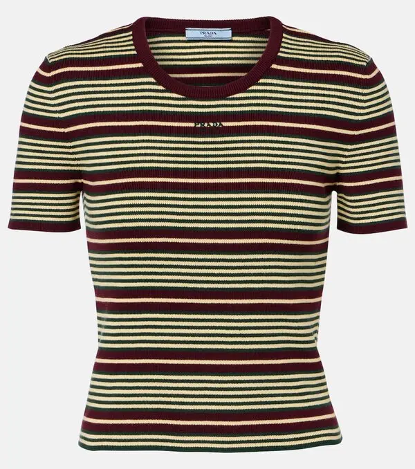 Prada Striped Cotton-blend T-shirt