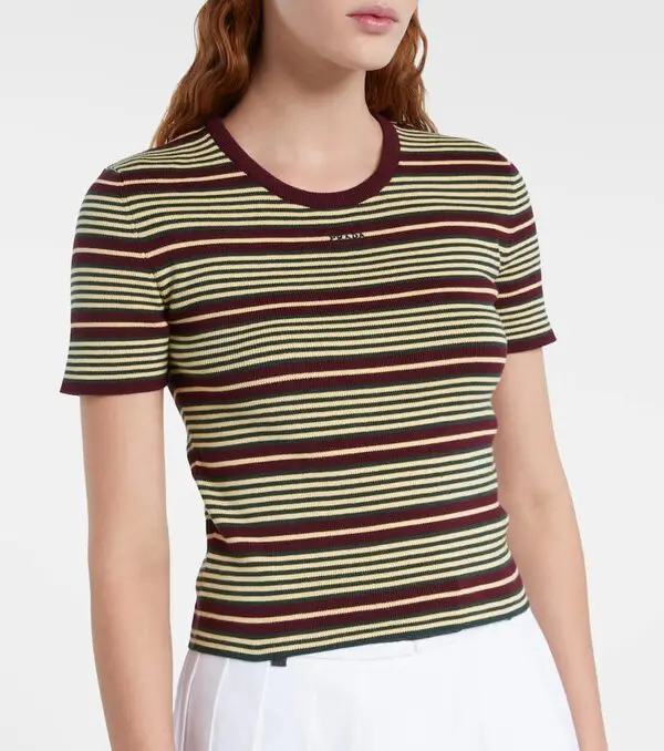 Prada Striped Cotton-blend T-shirt