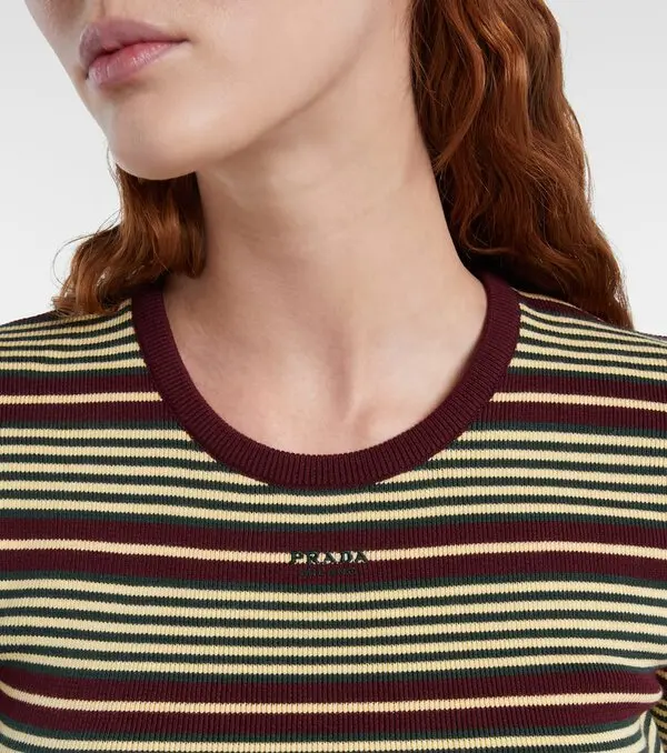 Prada Striped Cotton-blend T-shirt