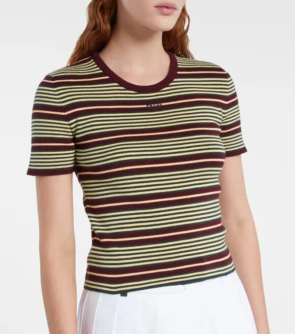 Prada Striped Cotton-blend T-shirt