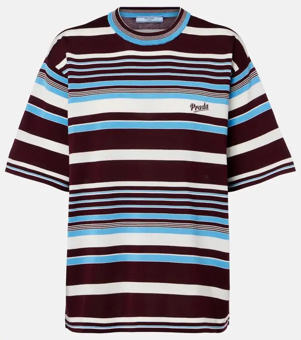 Prada Striped Cotton T-shirt - Multicoloured