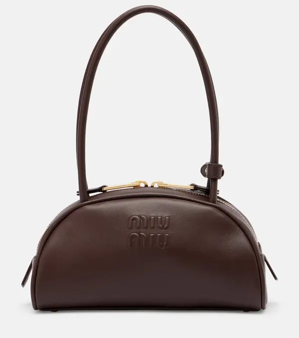 Miu Miu Small Leather Bowling Bag - Brown