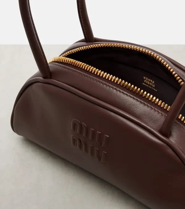 Miu Miu Small Leather Bowling Bag - Brown