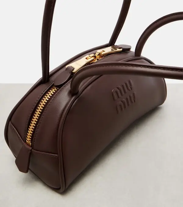 Miu Miu Small Leather Bowling Bag - Brown