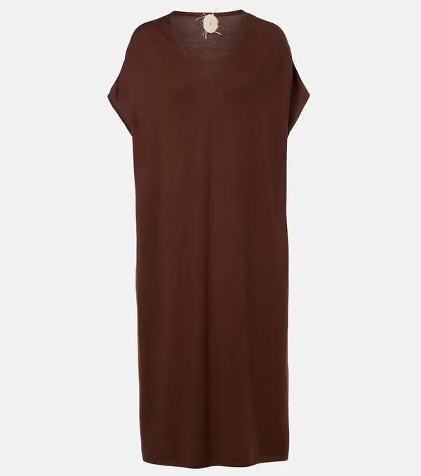 Jardin Des Orangers Cotton, Silk, And Cashmere Midi Dress - Brown