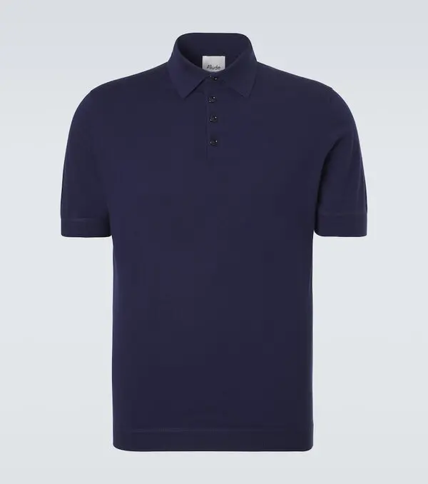 ALLUDE Cotton, Silk, And Cashmere Polo Shirt - Blue