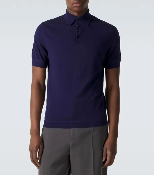 ALLUDE Cotton, Silk, And Cashmere Polo Shirt